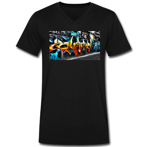 Mens V-neck T-shirt - Graffiti - Teeprint