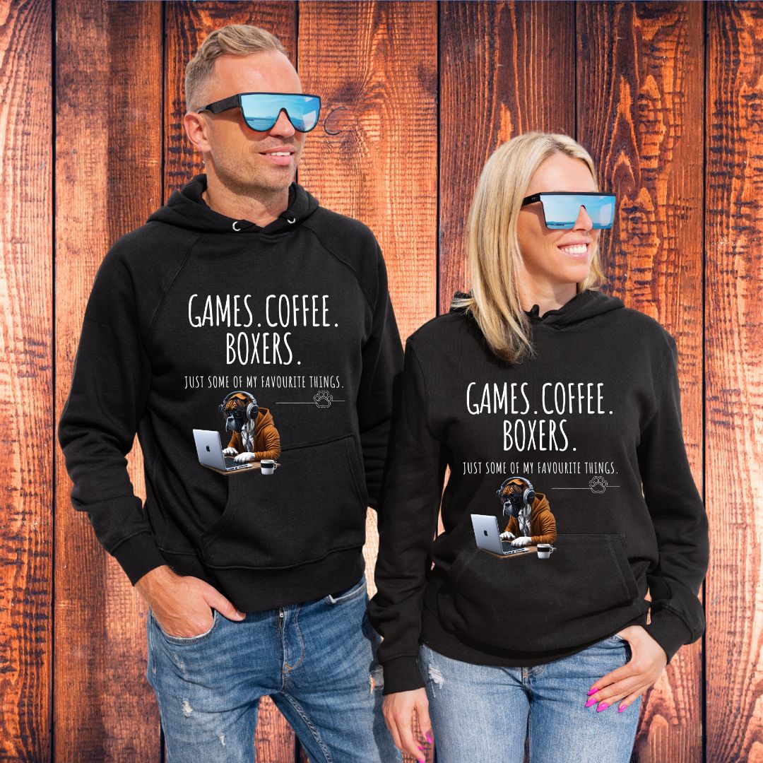 Coffee.Games.Boxer Men and Woman Hoodie - Teeprint