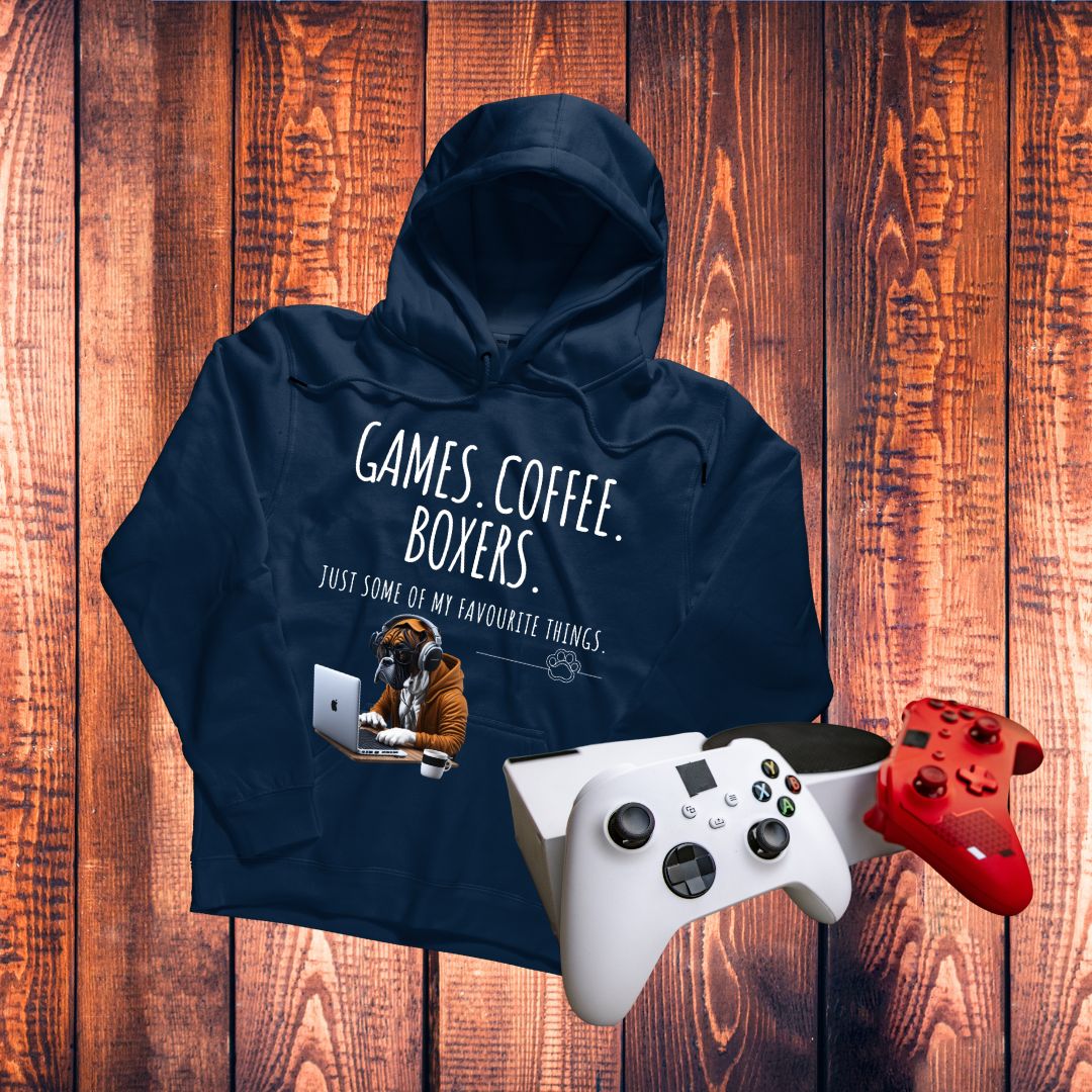 Coffee.Games.Boxer Men and Woman Hoodie - Teeprint